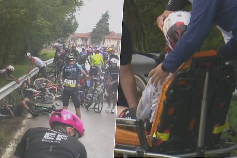 Chaos sur le Giro: une grosse chute collective contraint Jay Vine à ...