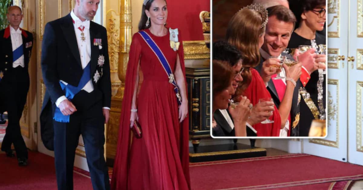 Clin d’œil et grand sourire: Kate Middleton trinque avec Macron pour ...