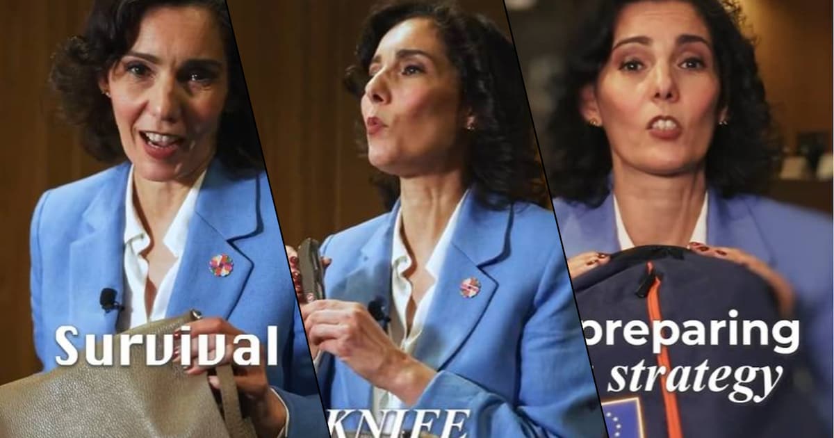 Hadja Lahbib présente le “kit de survie” européen et crée un bad buzz | 7sur7.be