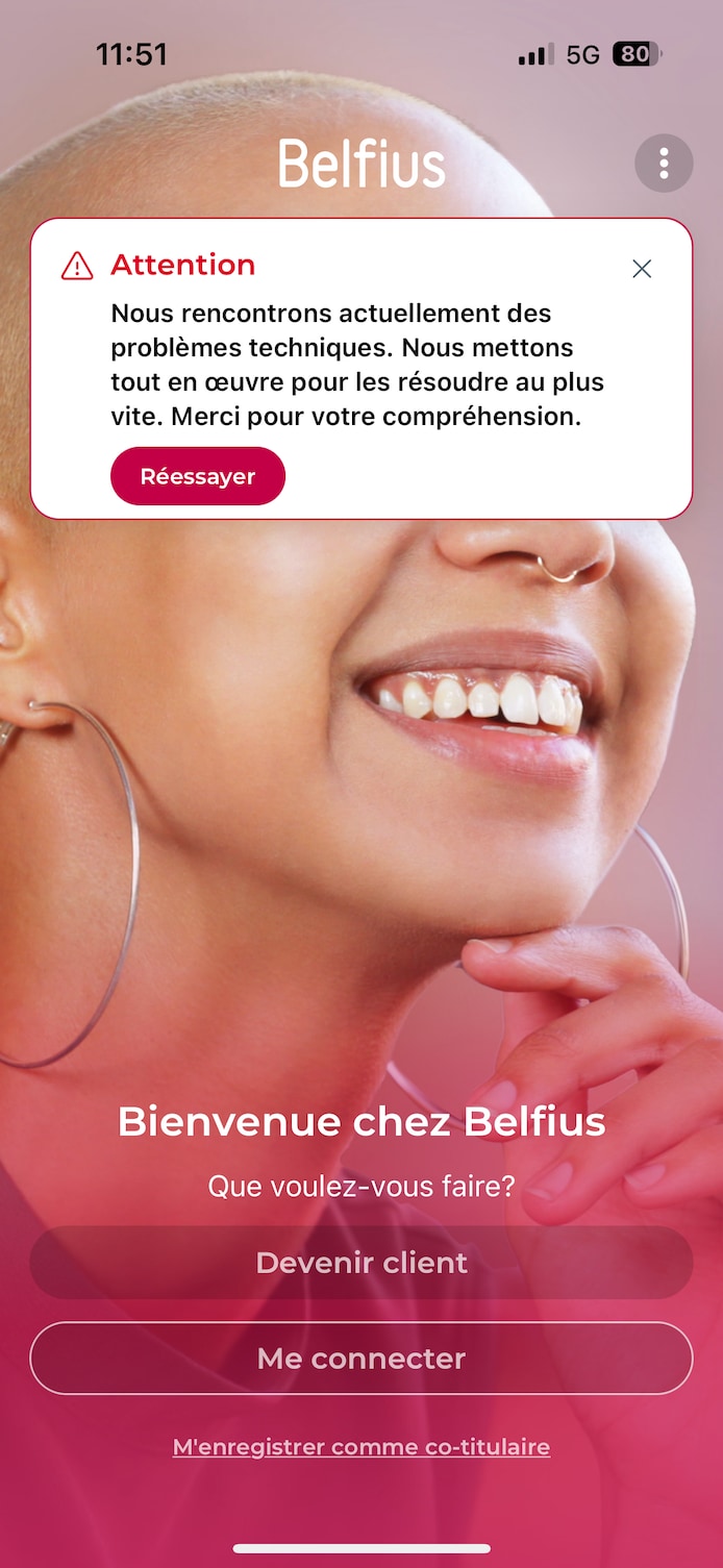 L’application Belfius Mobile toujours inaccessible mercredi matin ...