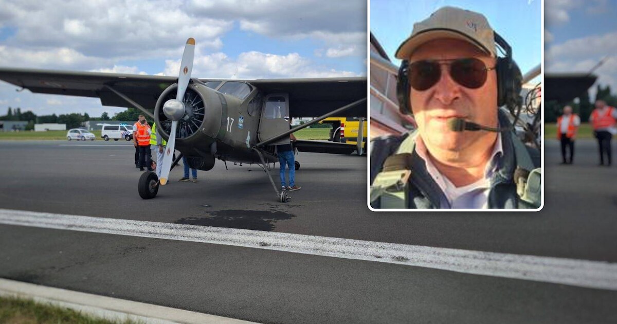 Le pilote de l’avion à une roue réagit après son atterrissage d’urgence ...
