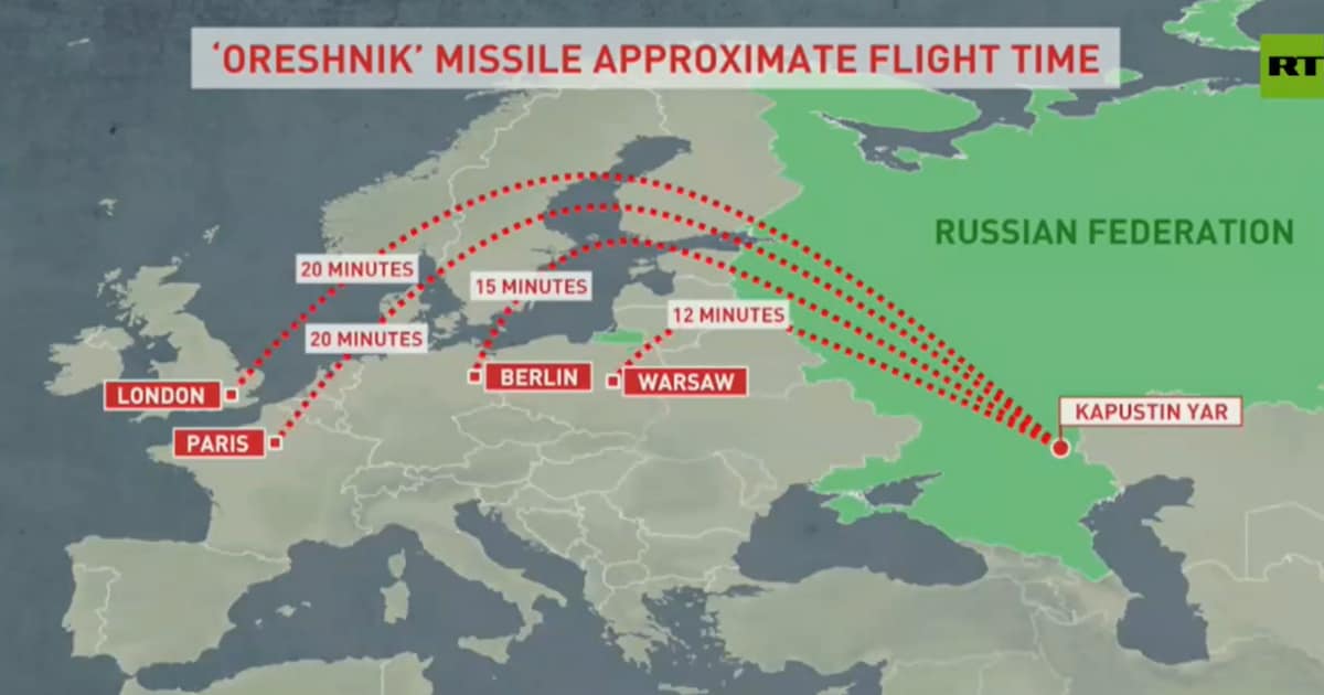 La télé russe montre en combien de temps Orechnik peut frapper les ...
