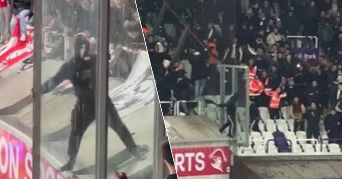 Images hallucinantes: un hooligan de l’Antwerp met sa vie en danger ...