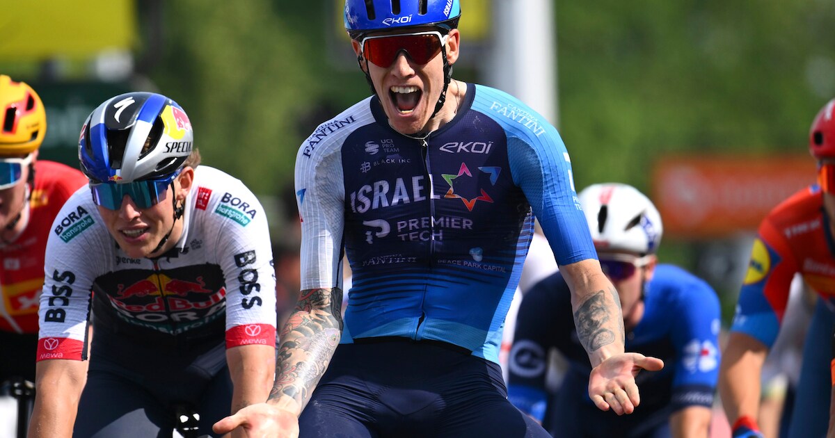 Jake Stewart remporte la 5e étape au sprint, Evenepoel chute à 600m de l’arrivée | Cyclisme ...