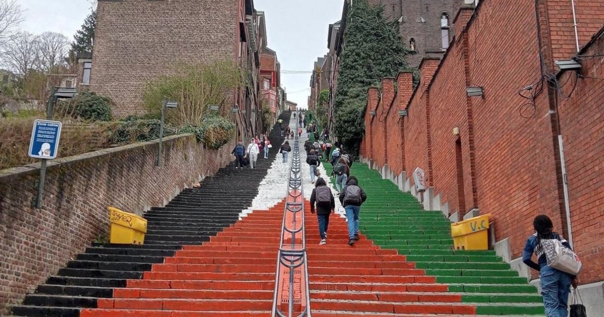 Les escaliers de Bueren, à Liège, repeints aux couleurs de la Palestine ...